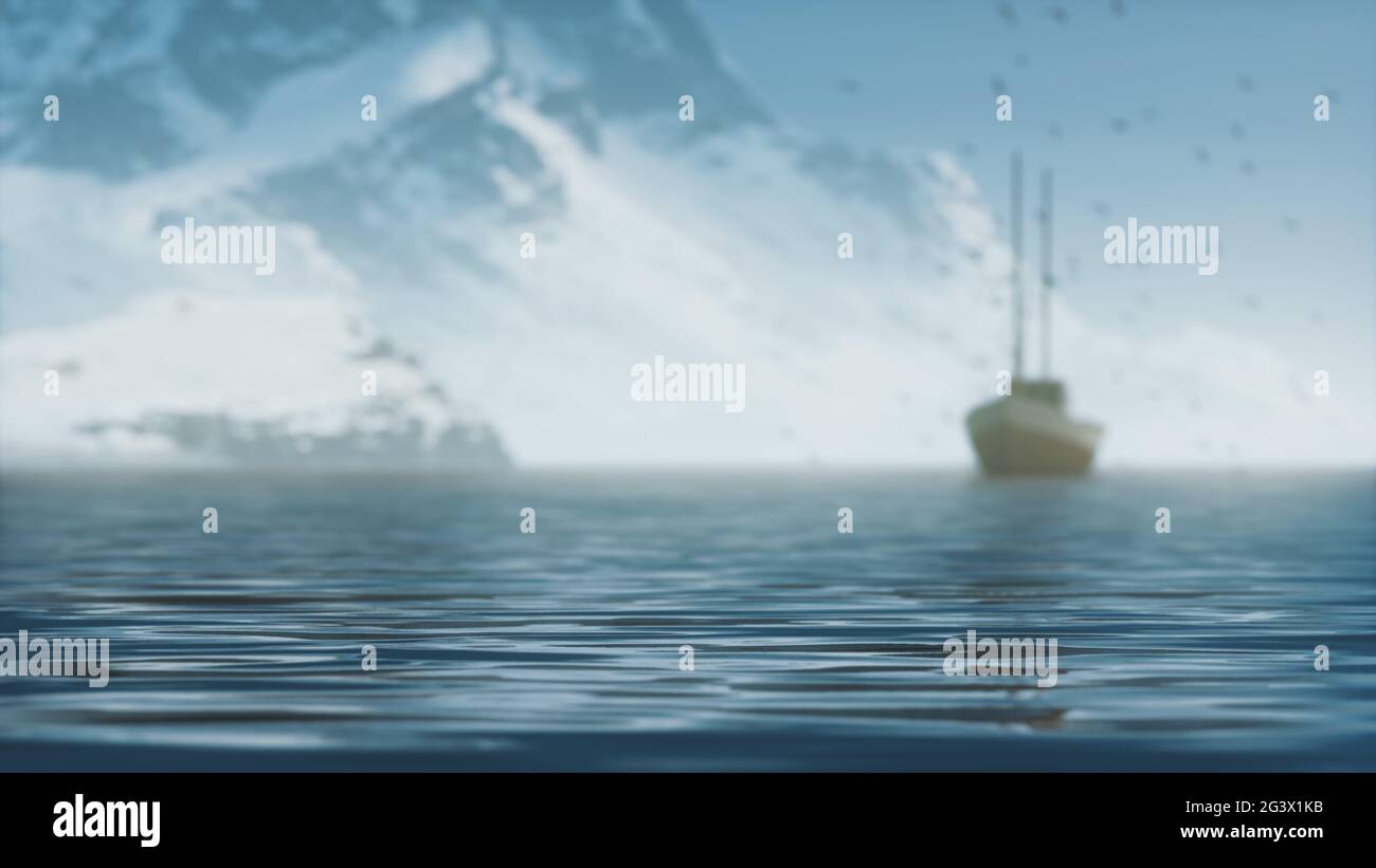 Snow covered mountains in northern ocean Stock Photo - Alamy