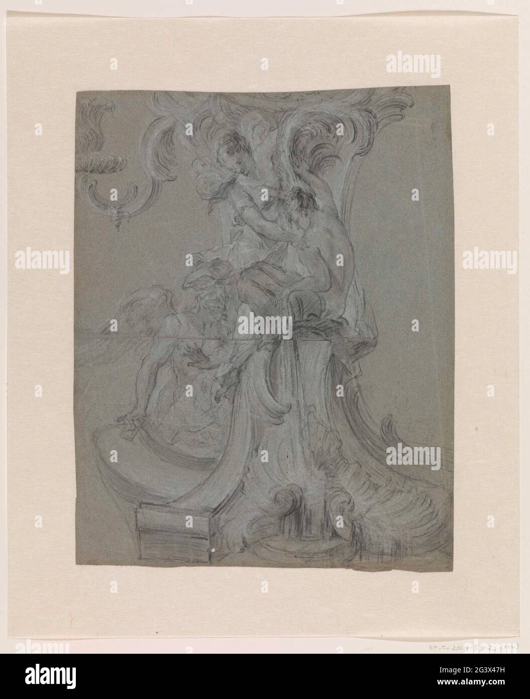 Design for a candelabrum-and-clock. Twisted candelabra incorporating ...