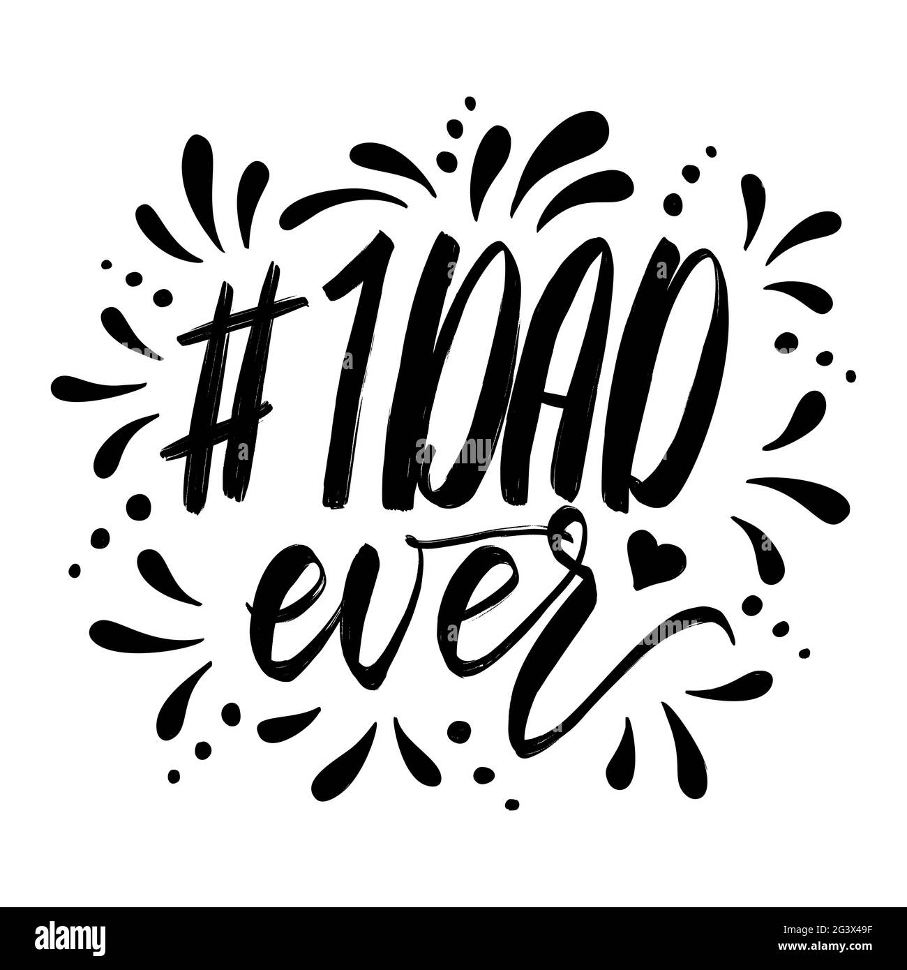 Happy Father's Day Hand drawn Lettering Design. Dad Holiday Greeting ...