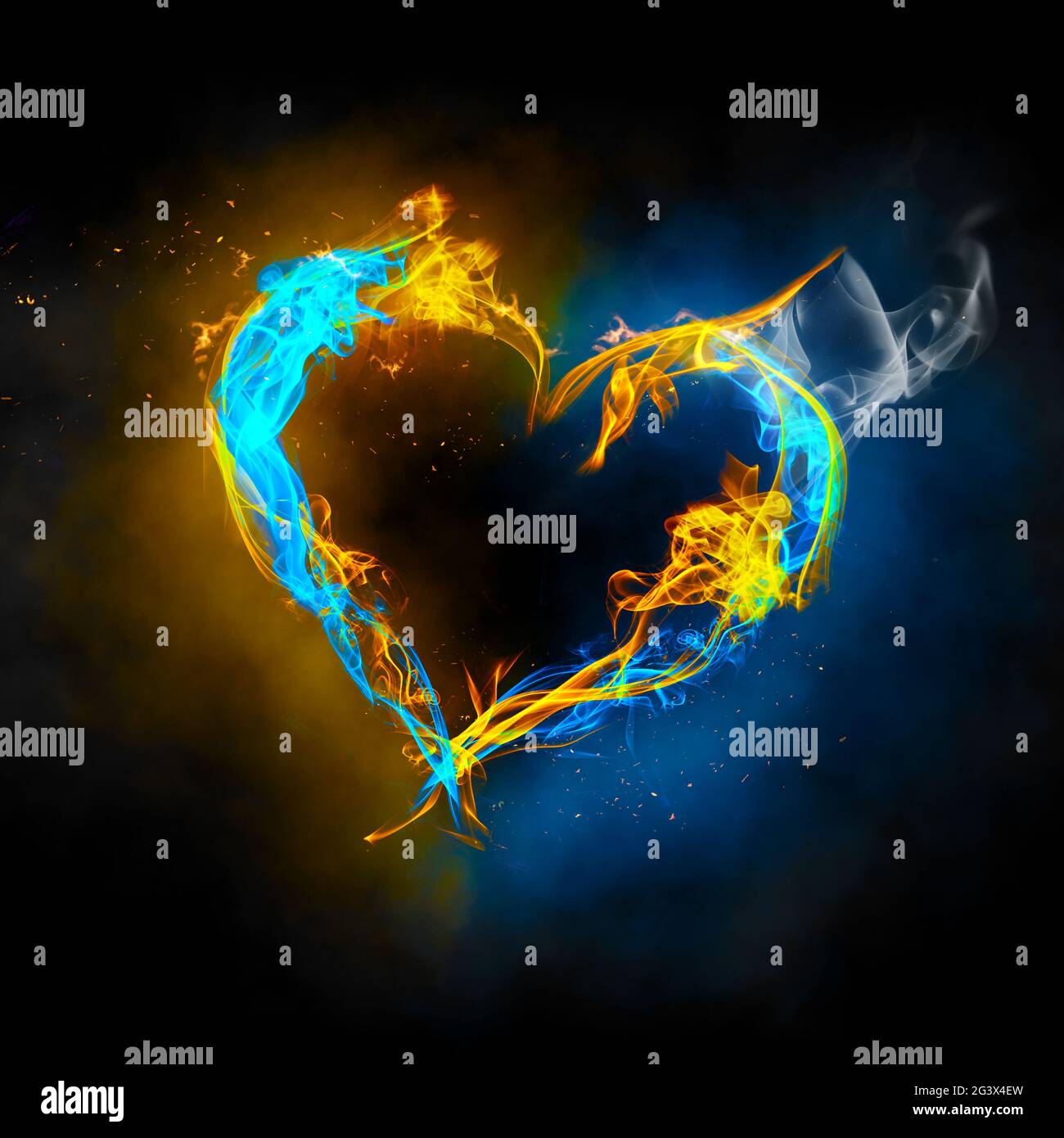 Heart symbol created by fire. Happy Valentine's Day. 3d illustration ...