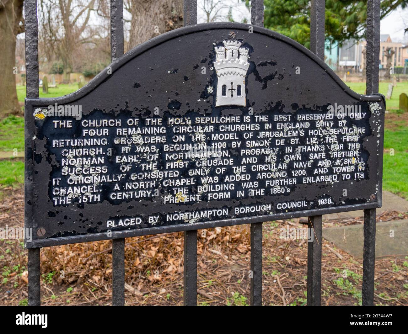 Information board outside the historic church of the Holy Sepulchre ...