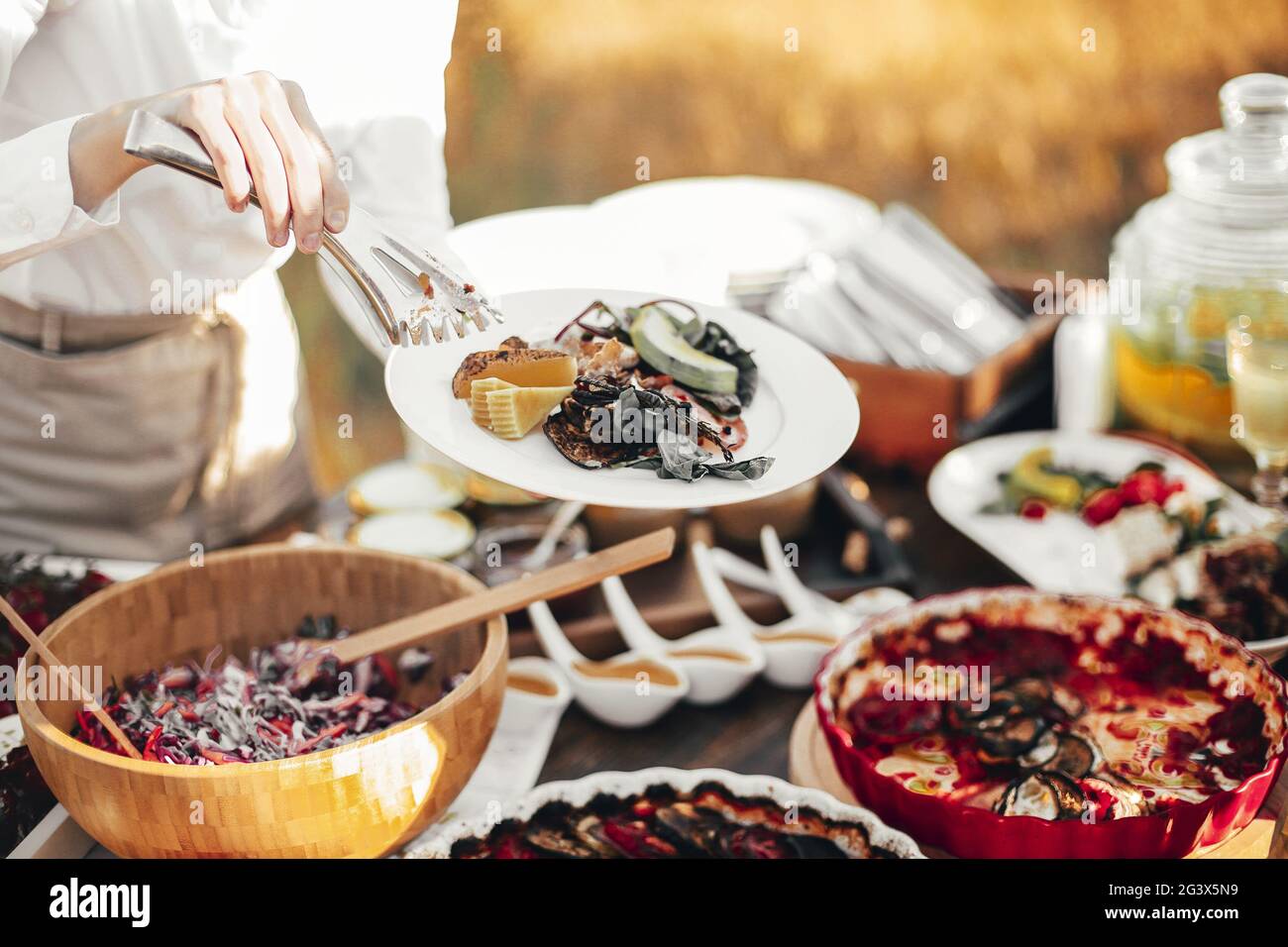 Catering bar with various snacks Stock Photo - Alamy
