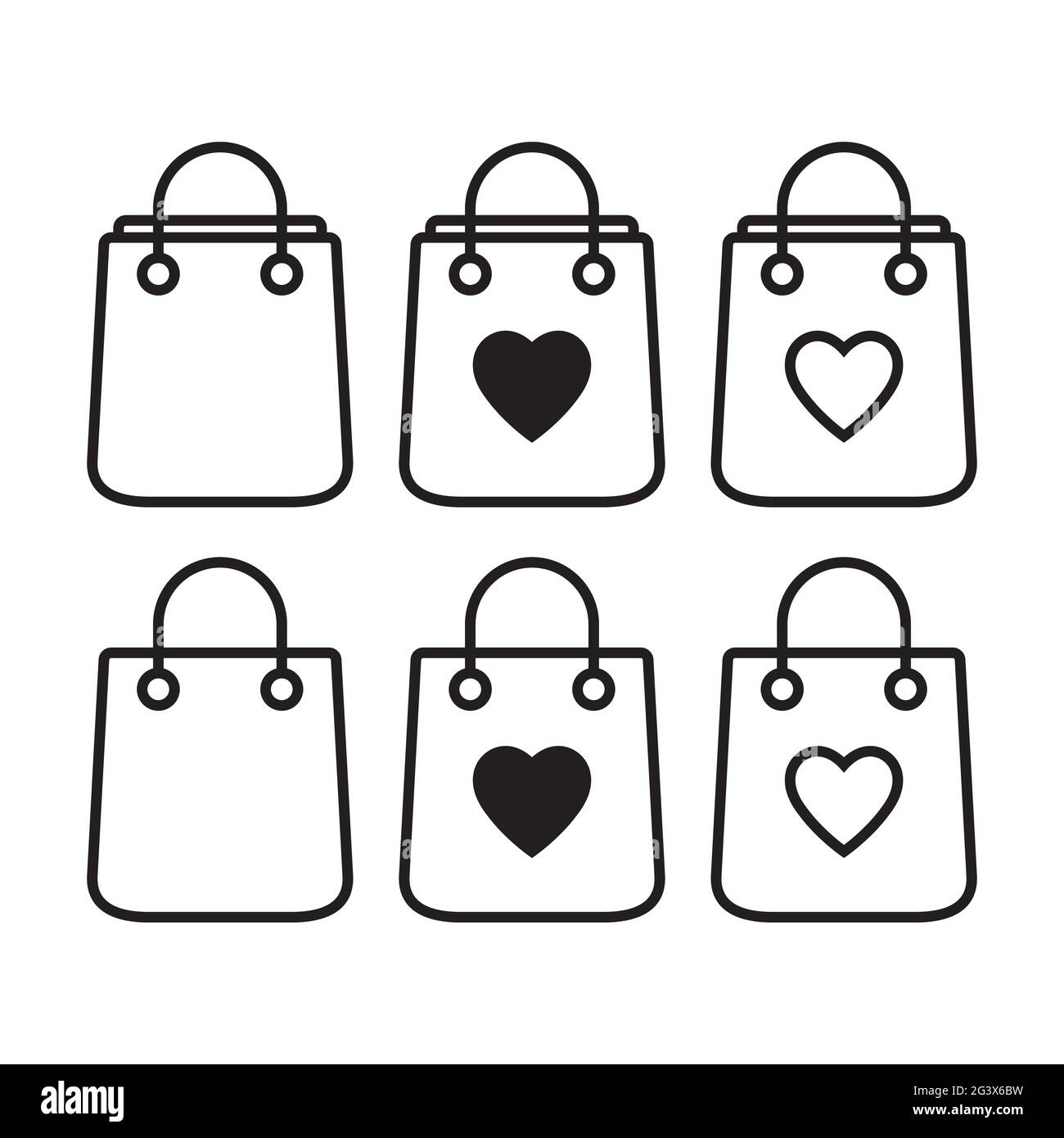Shopping bag icon, Shopping bag with heart vector icon Stock Vector ...
