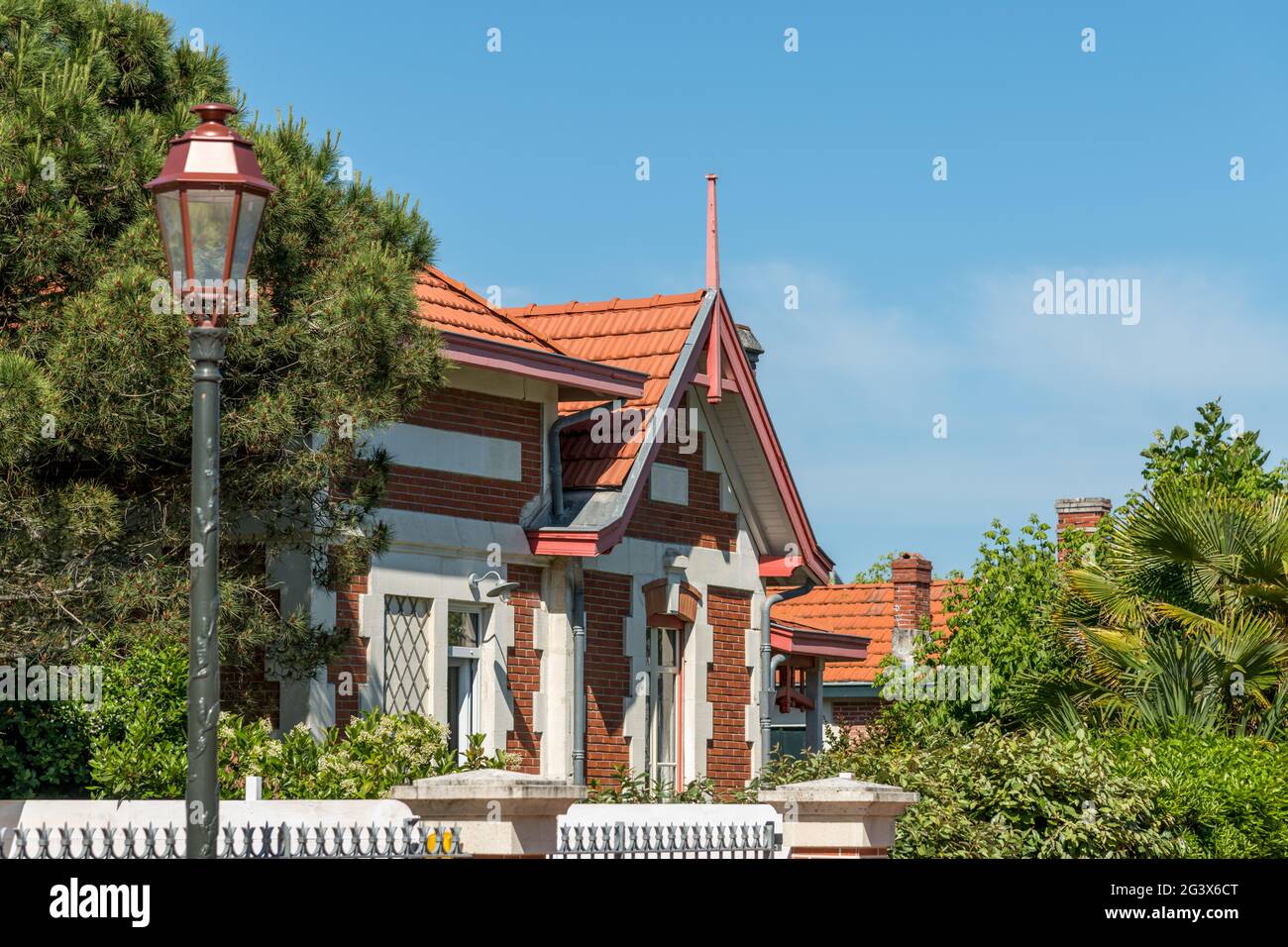 Soulac-sur-Mer (Medoc, France), detail of an old villa of the 19th ...