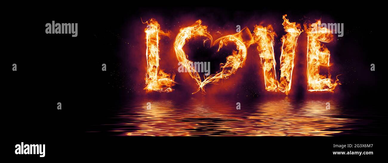 Heart symbol created by fire. Happy Valentine's Day. 3d illustration ...