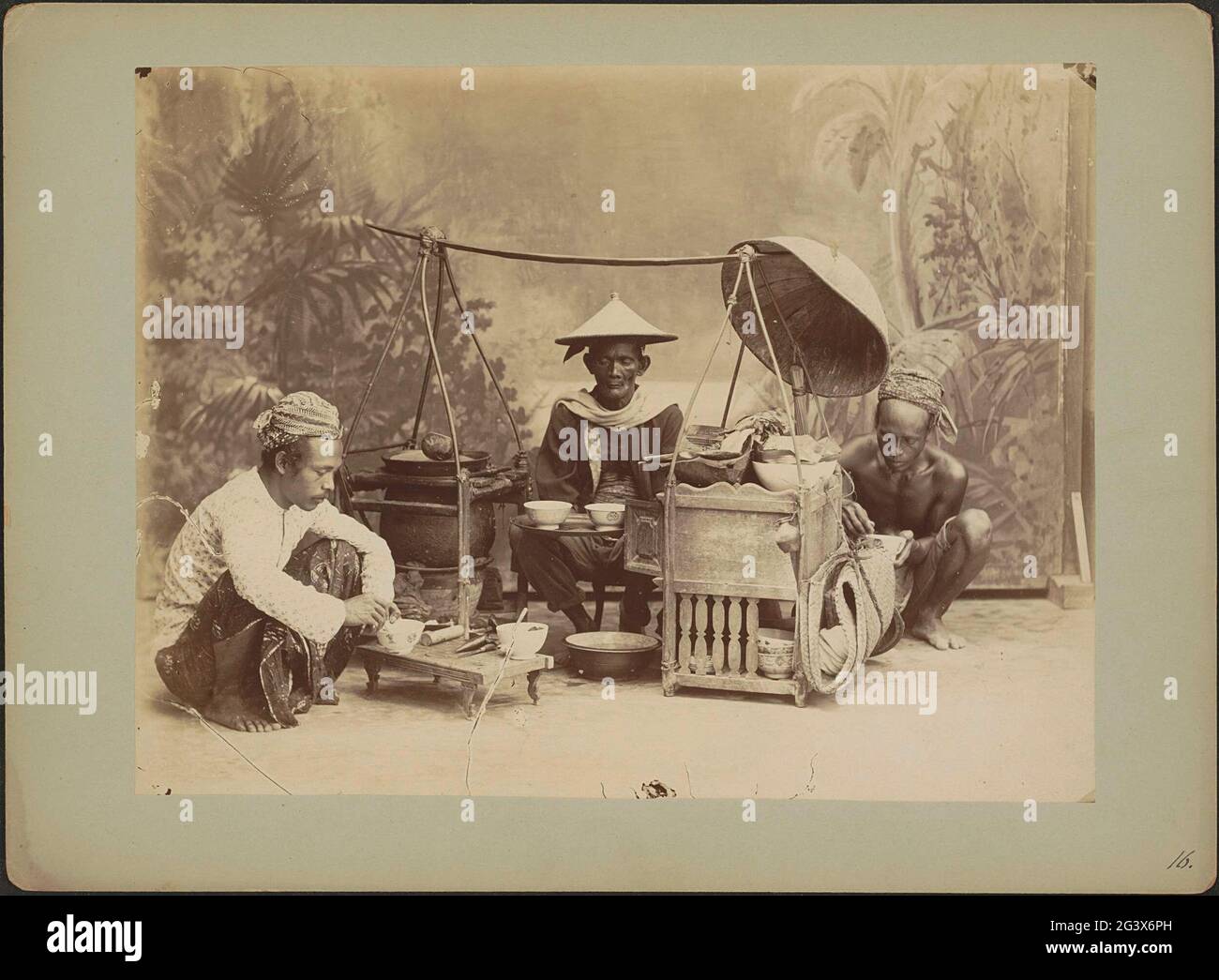 Portrait of three Indian men with kitchen utensils. Part of travel ...