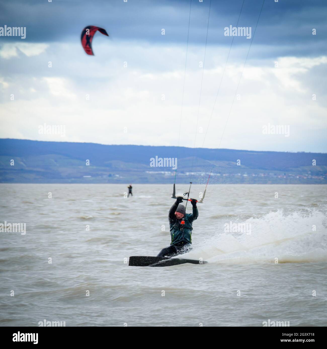 Kite surfer at lake Neusiedlersee in Burgenland Stock Photo - Alamy