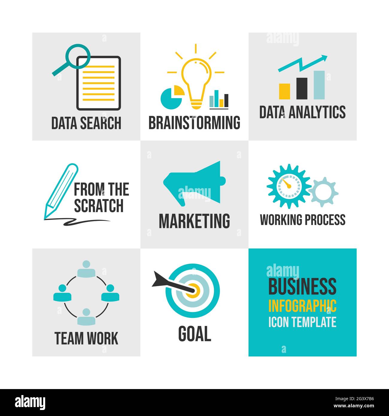 Business and finance flat icons concept. Business infographics template ...