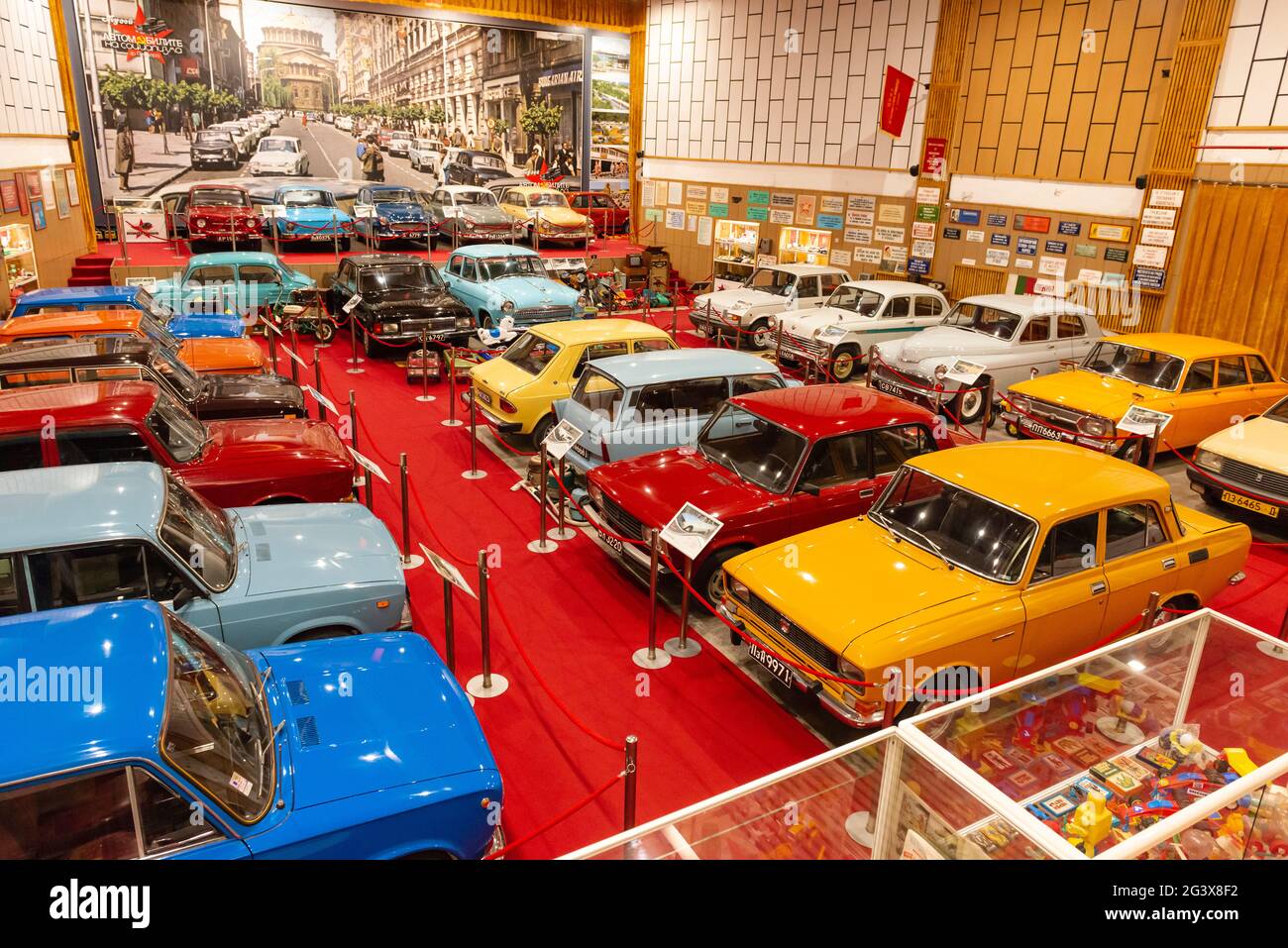 Car museum. Cars on display at the Cars of Socialism museum in the town ...
