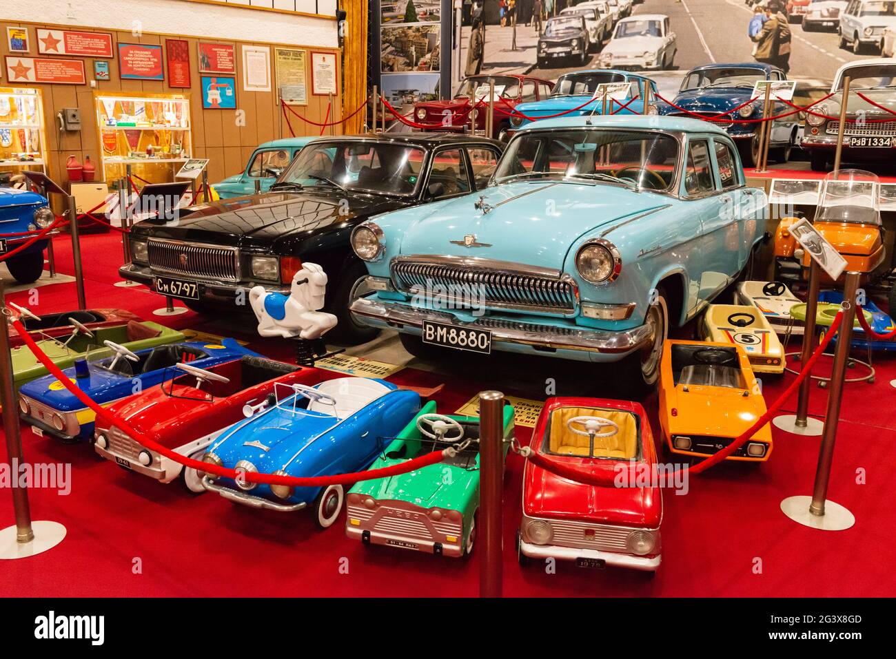 Russian cars Volga M 21 or GAZ 21 and Volga GAZ 3102 on display at the ...