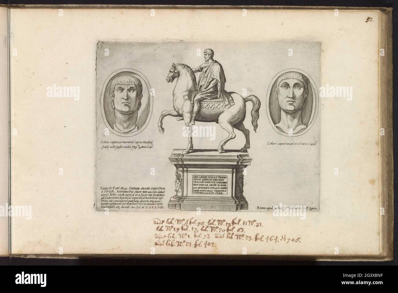 Portrait busts of Emperor Constantine and the equestrian statue of ...