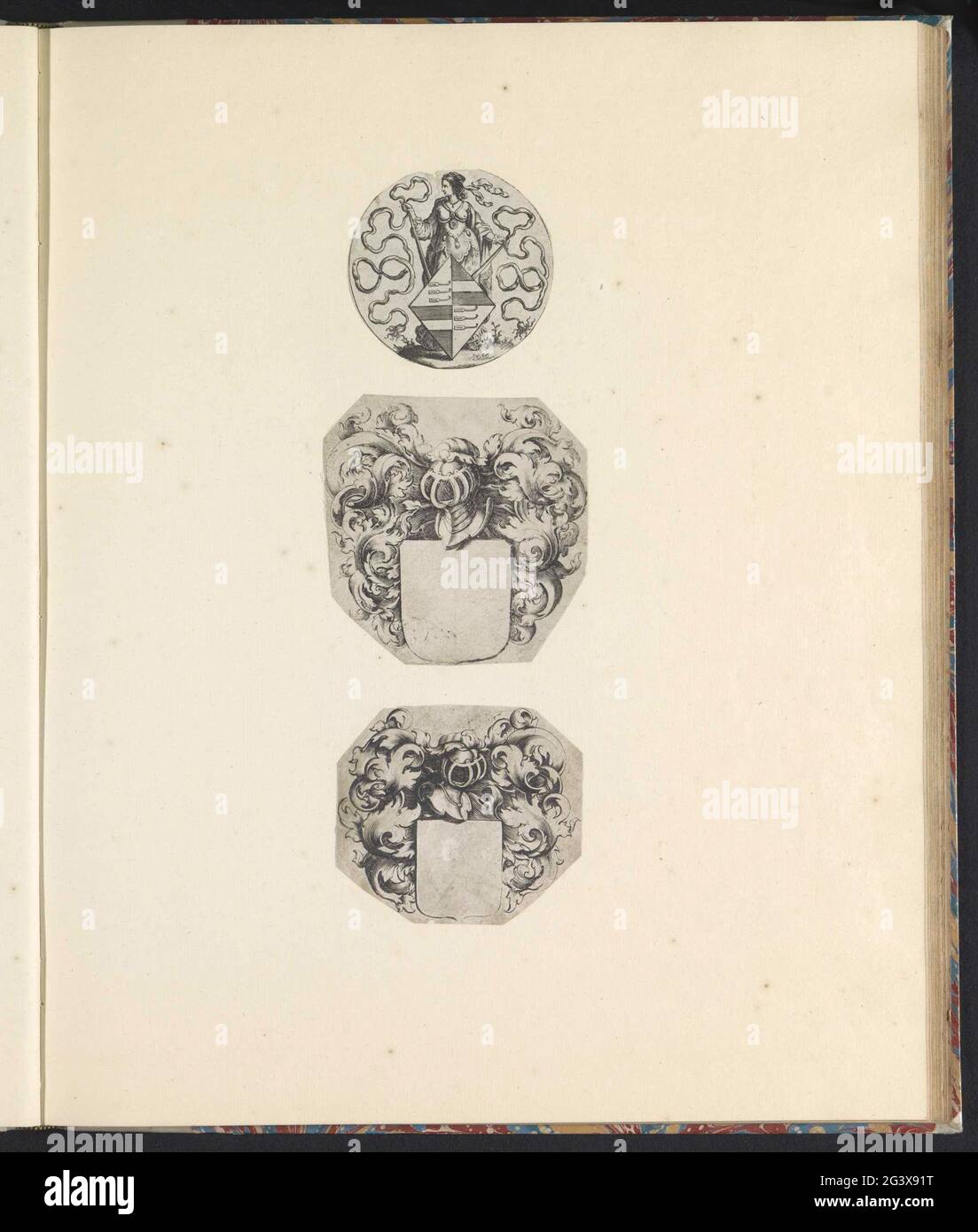 Three weapons. Three performances on an album magazine. Above a woman ...