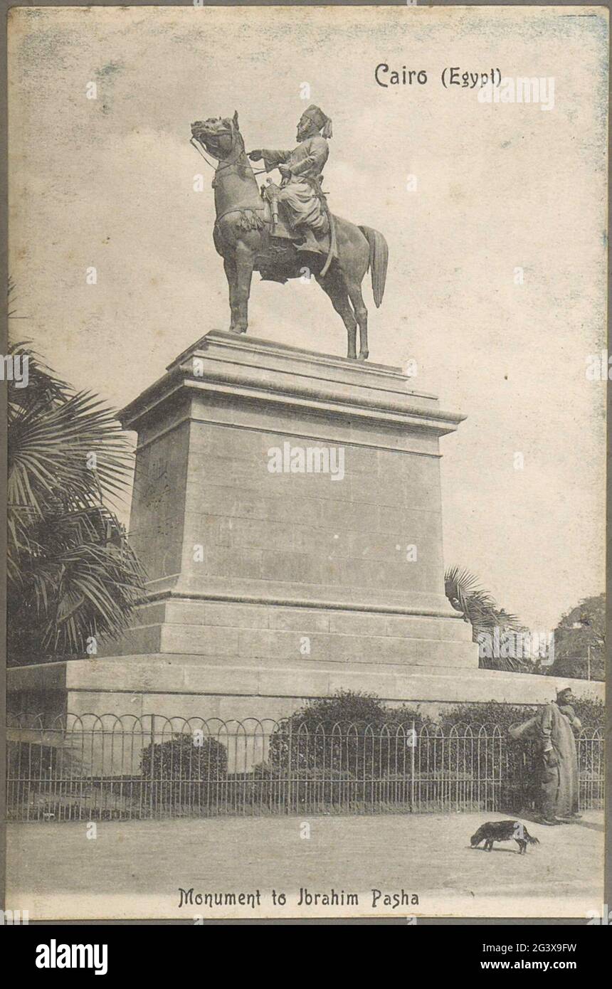 Square in Cairo with Ibrahim Pasha equestrian statue; Cairo (Egypt ...