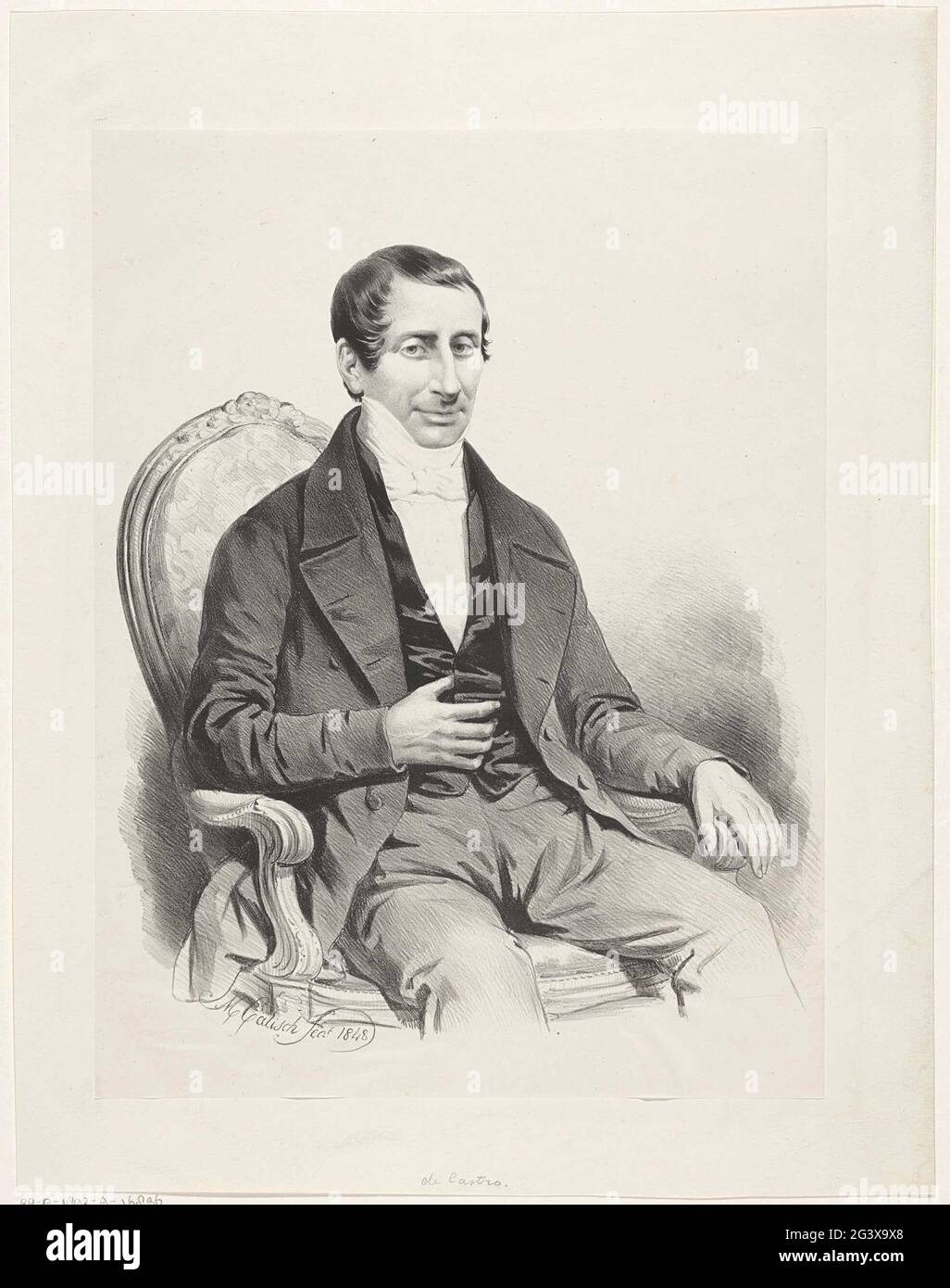 Portrait of Mr. The Castro. The portrait is in an armchair and has put ...
