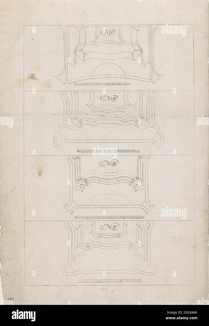 Floor plans of writing tables; Write tables. Floor plans of four ...