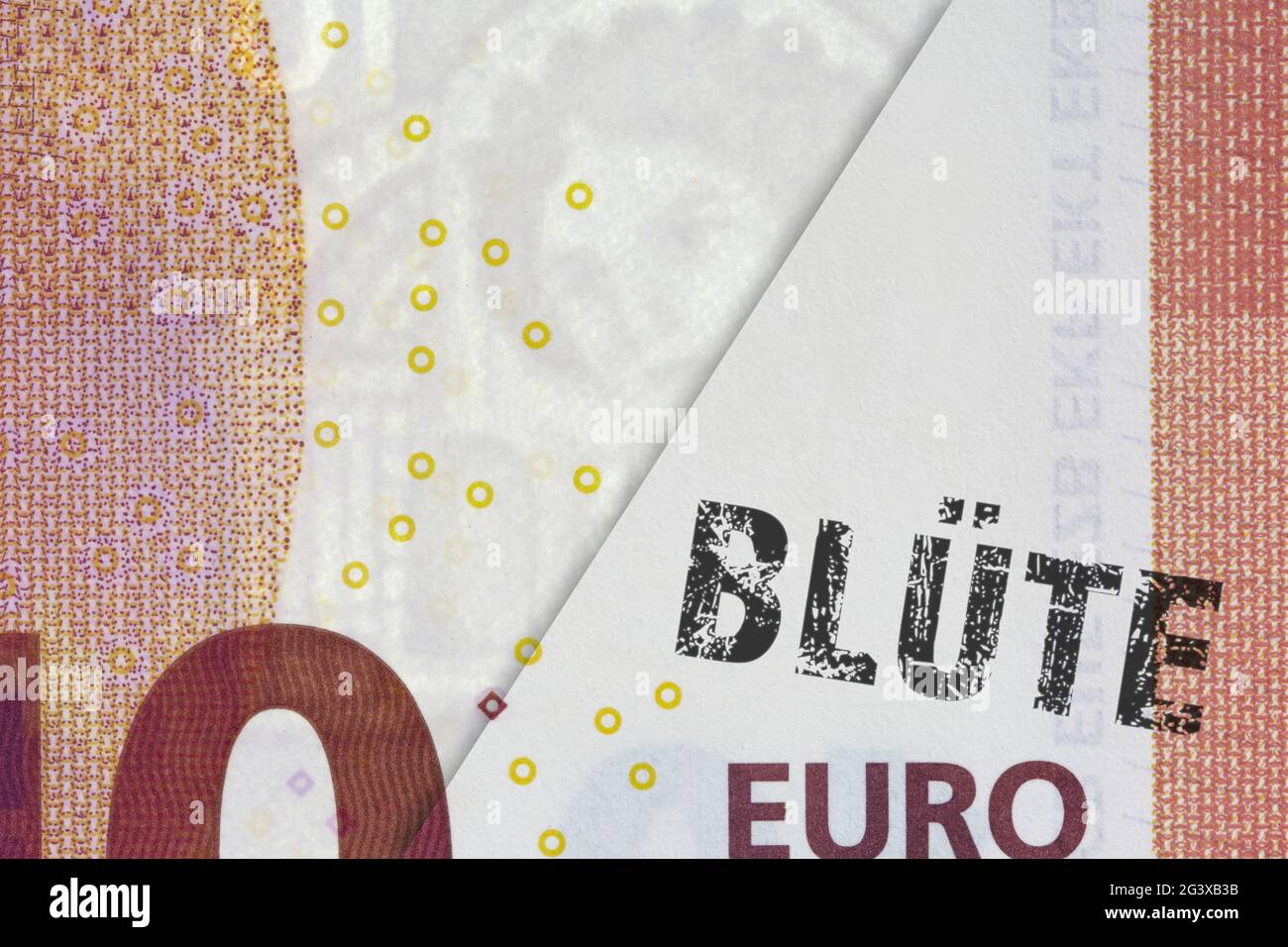 Genuine euro banknote and counterfeit euro banknote Stock Photo - Alamy