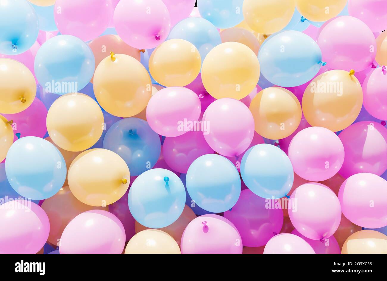 background full of pastel colored balloons. 3d render Stock Photo - Alamy