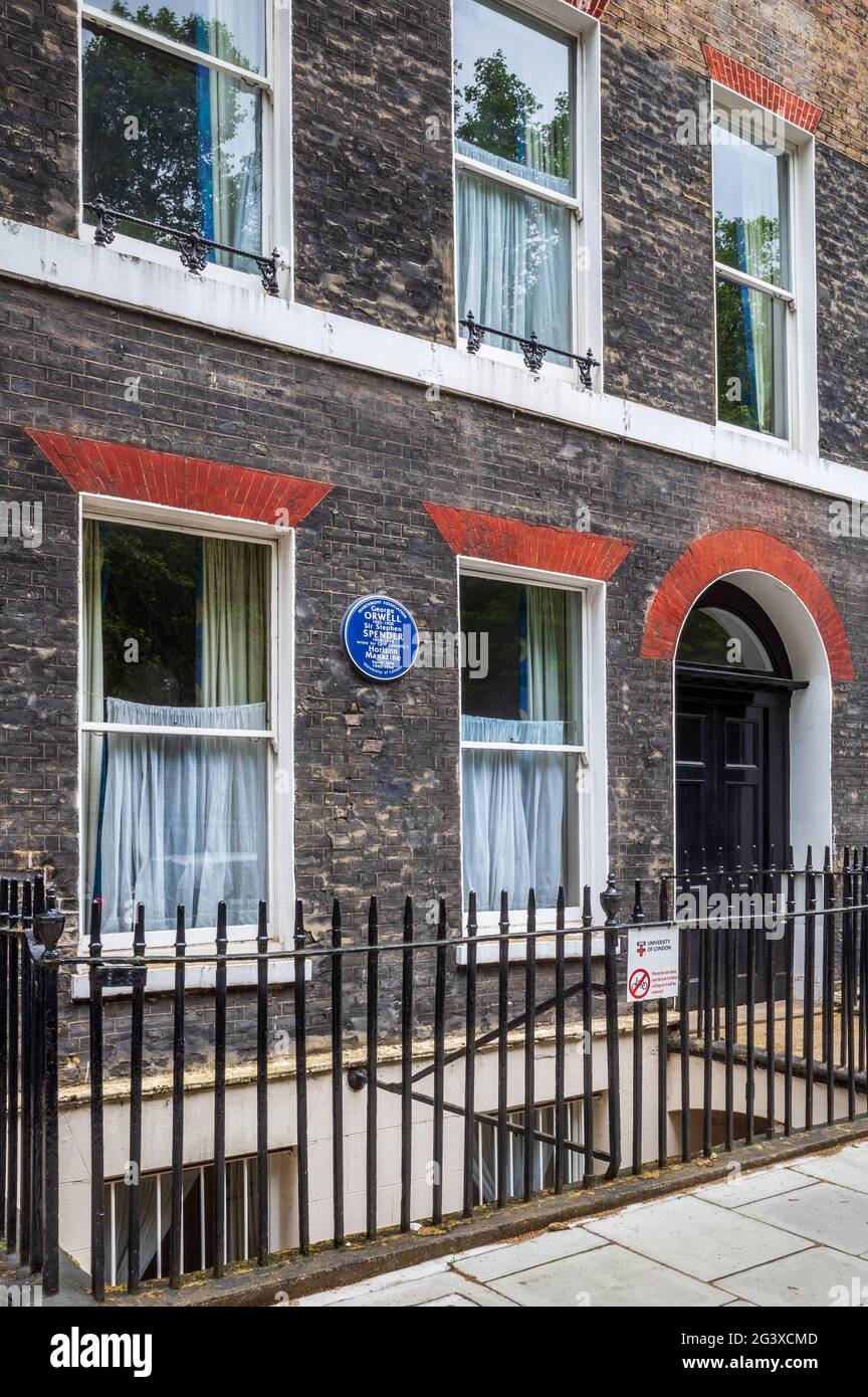 Blue Plaque memorial to George Orwell and Sir Stephen Spender who wrote ...