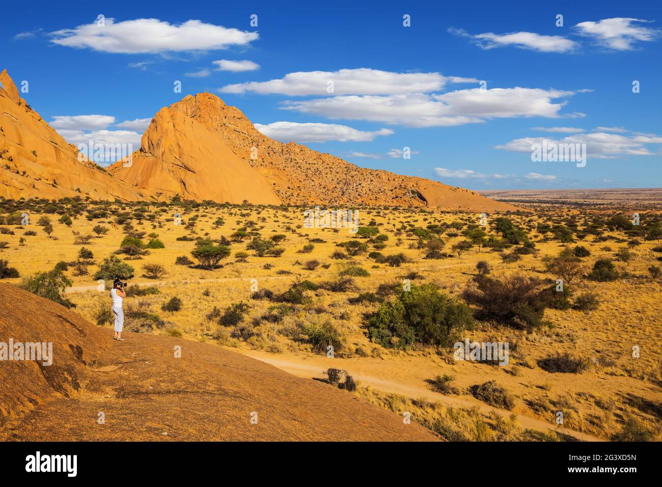 Slender woman takes pictures Stock Photo - Alamy