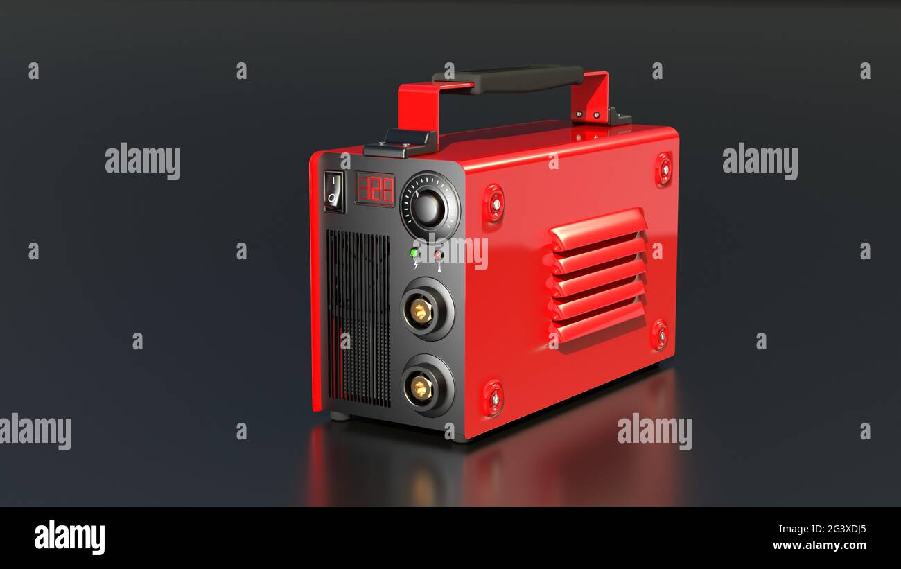 red inverter weld device - fictive industrial 3D illustration Stock ...
