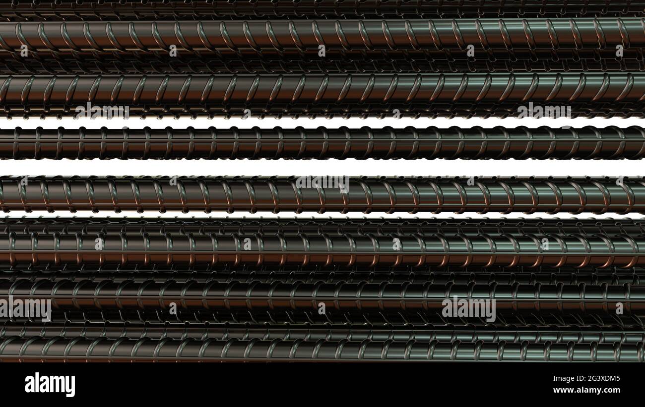 steel iron rod background, isolated digital industrial 3D illustration ...
