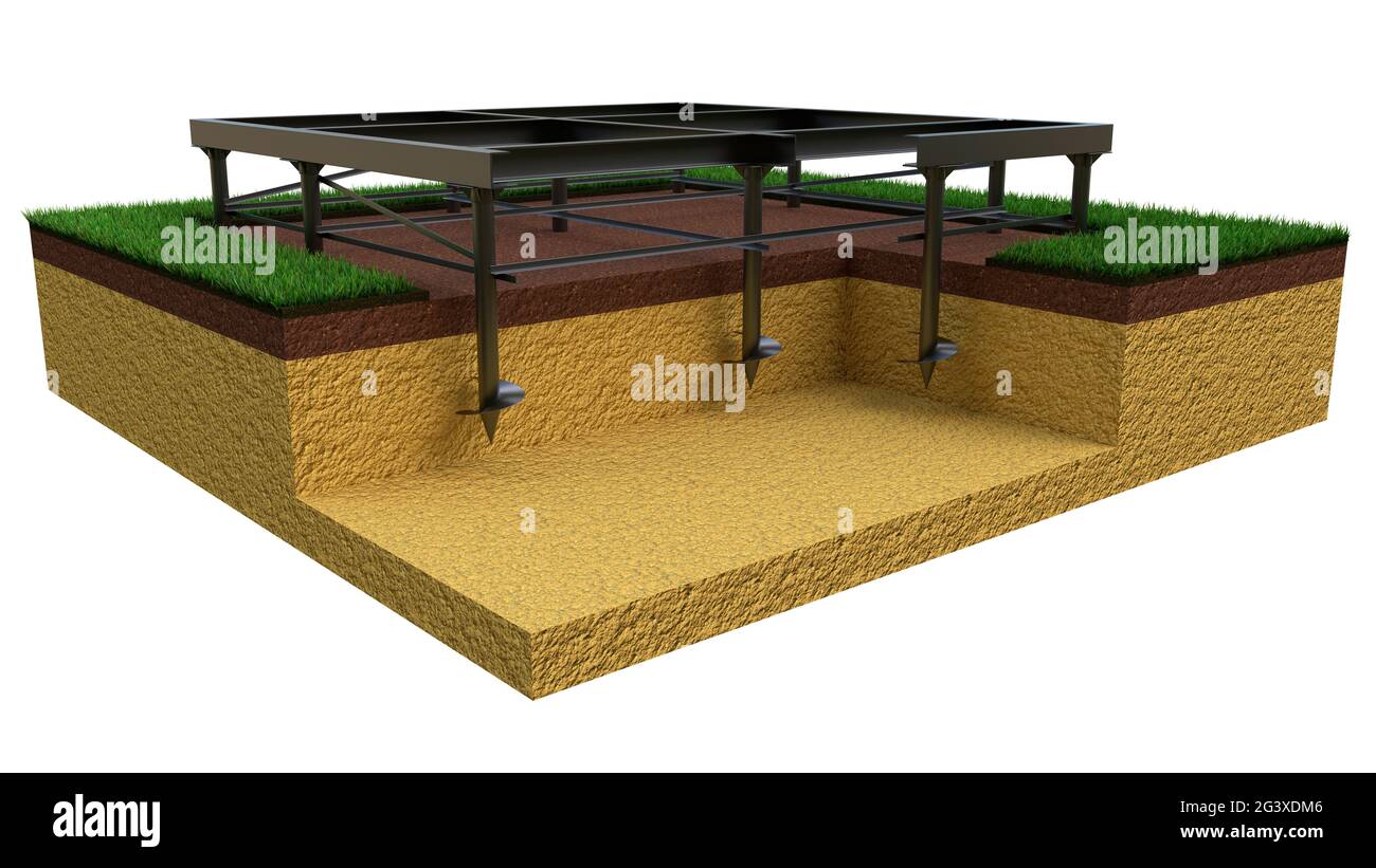 screw anchors foundation, isolated cgi industrial 3D rendering Stock ...