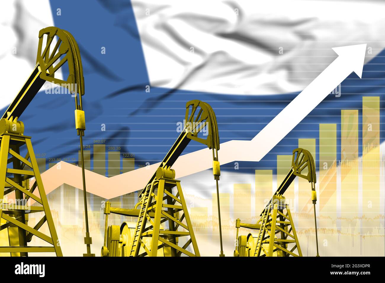 Finland oil industry concept, industrial illustration - rising up chart ...