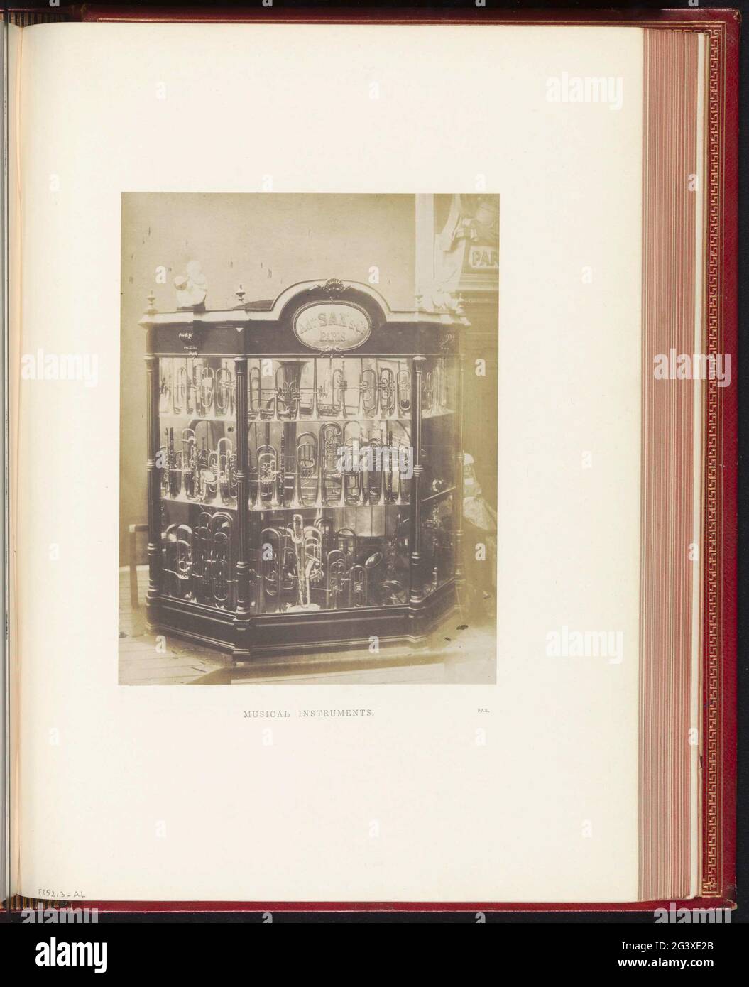 Showcase with wind instruments of Sax on the Great Exhibition of the ...