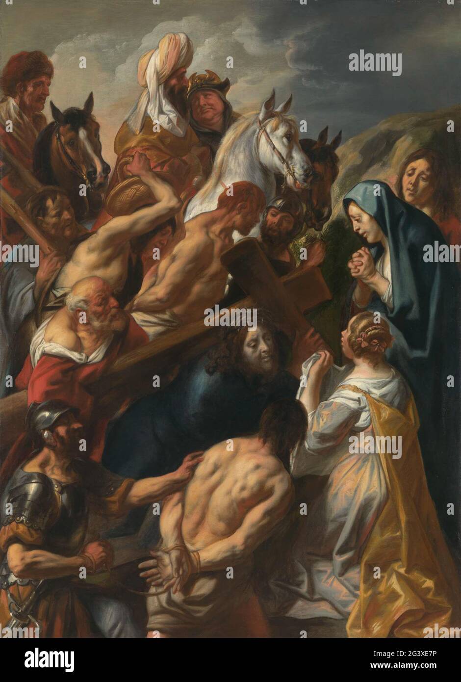 The Carrying Of The Cross. The crossing. In the middle Christ with the ...