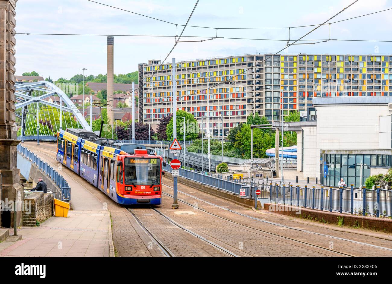 The modern tram service now runs past Park Hill estate in Sheffield ...