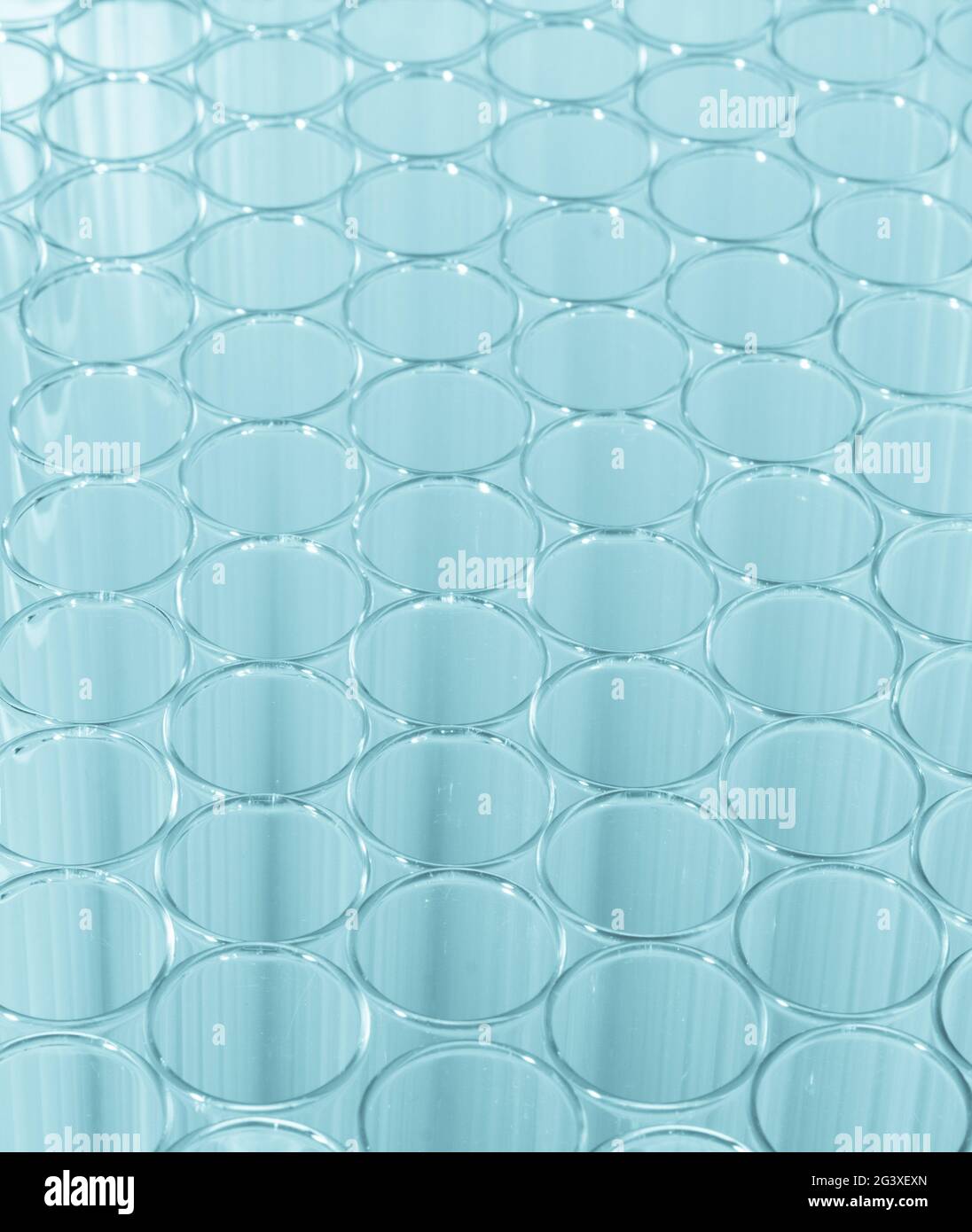 Clean test glass in laboratory, background for chemistry and science ...