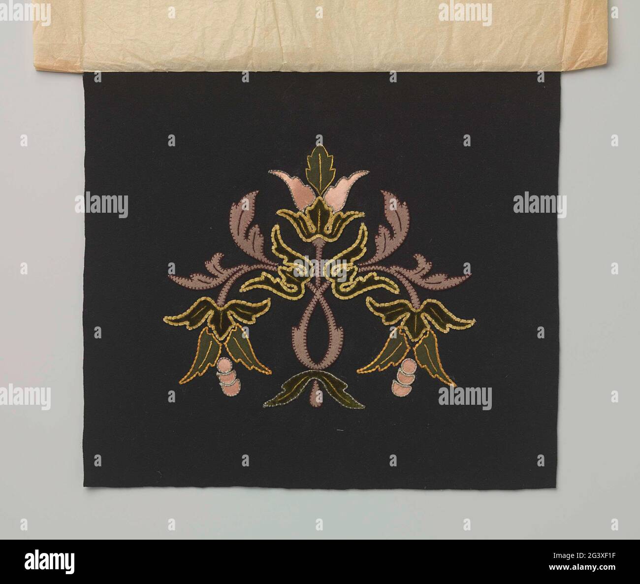 Paper for diploma Beautiful needlework. Black felt with application in ...