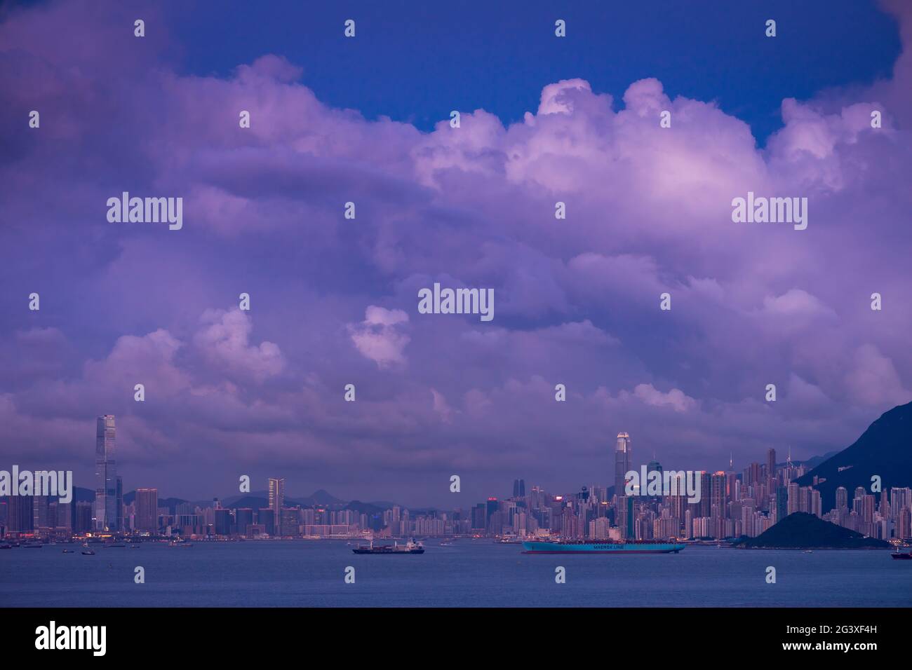 The city skyline of Kowloon and Hong Kong Island, viewed from Lantau ...