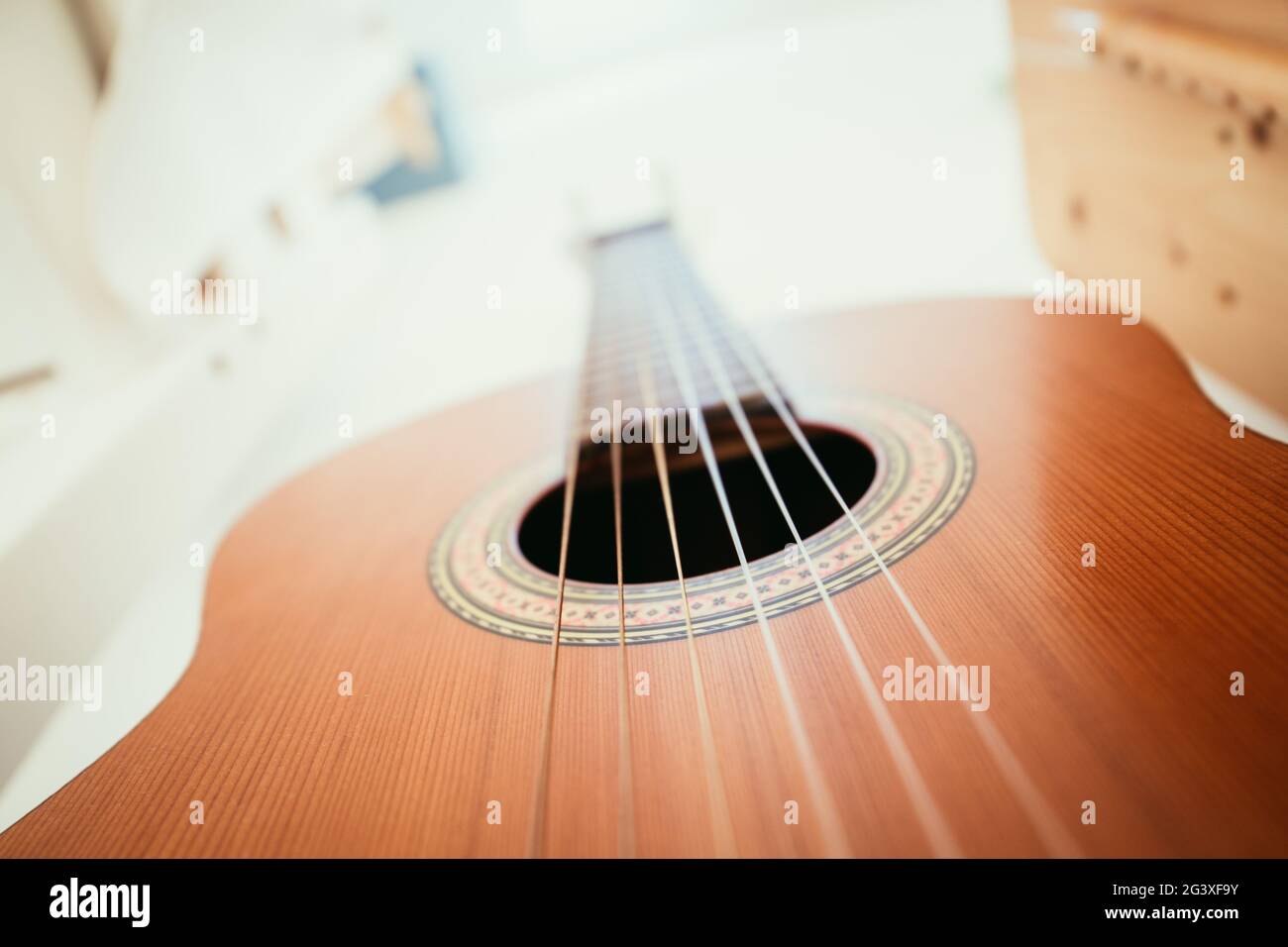 Classical guitar and strings, professional instrument Stock Photo - Alamy