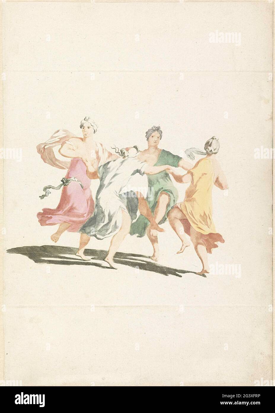 Four dancing women. Four women dance hand in hand in a circle Stock ...