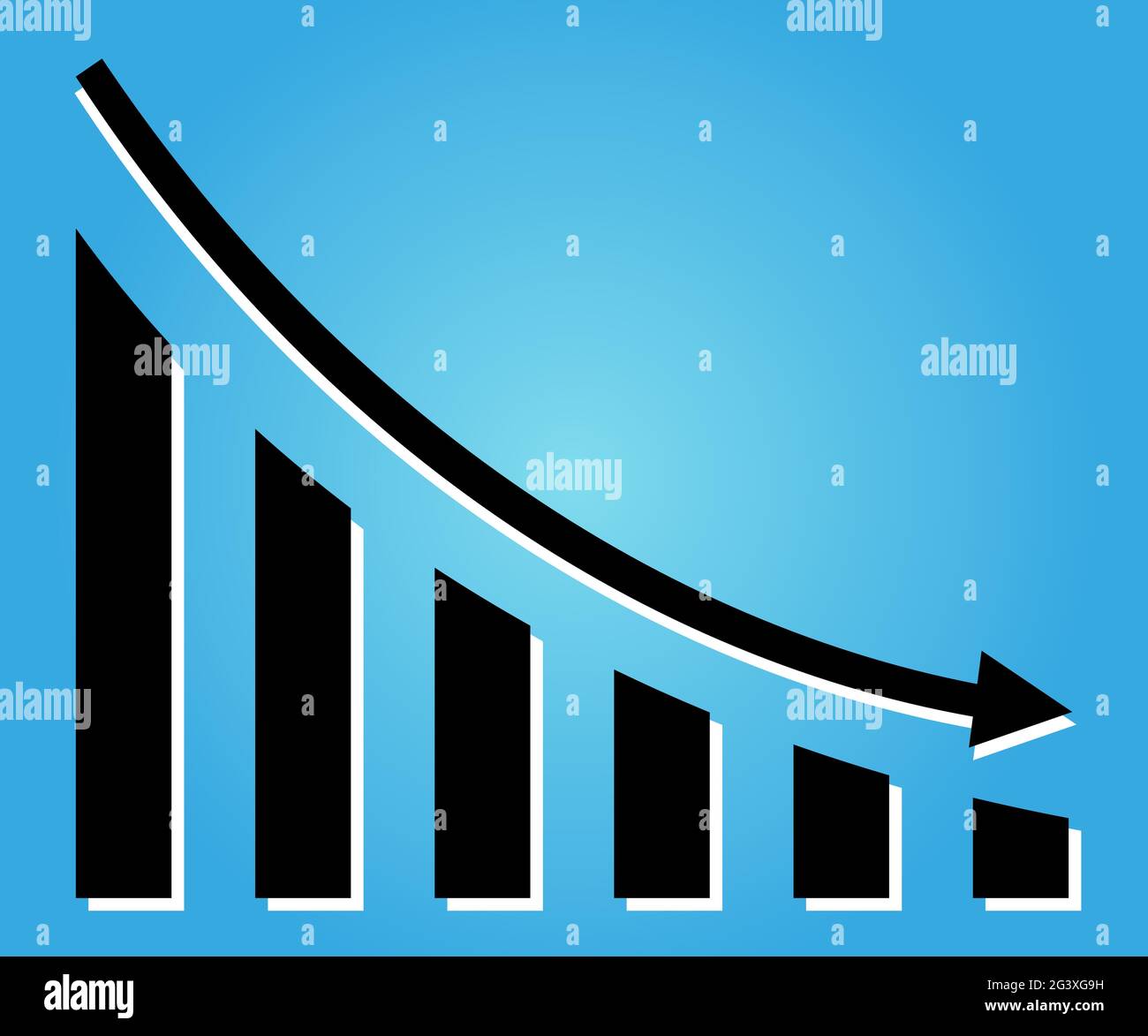 Graph with decrease report. Diagram with recession and bankruptcy progress. Business and finance ...