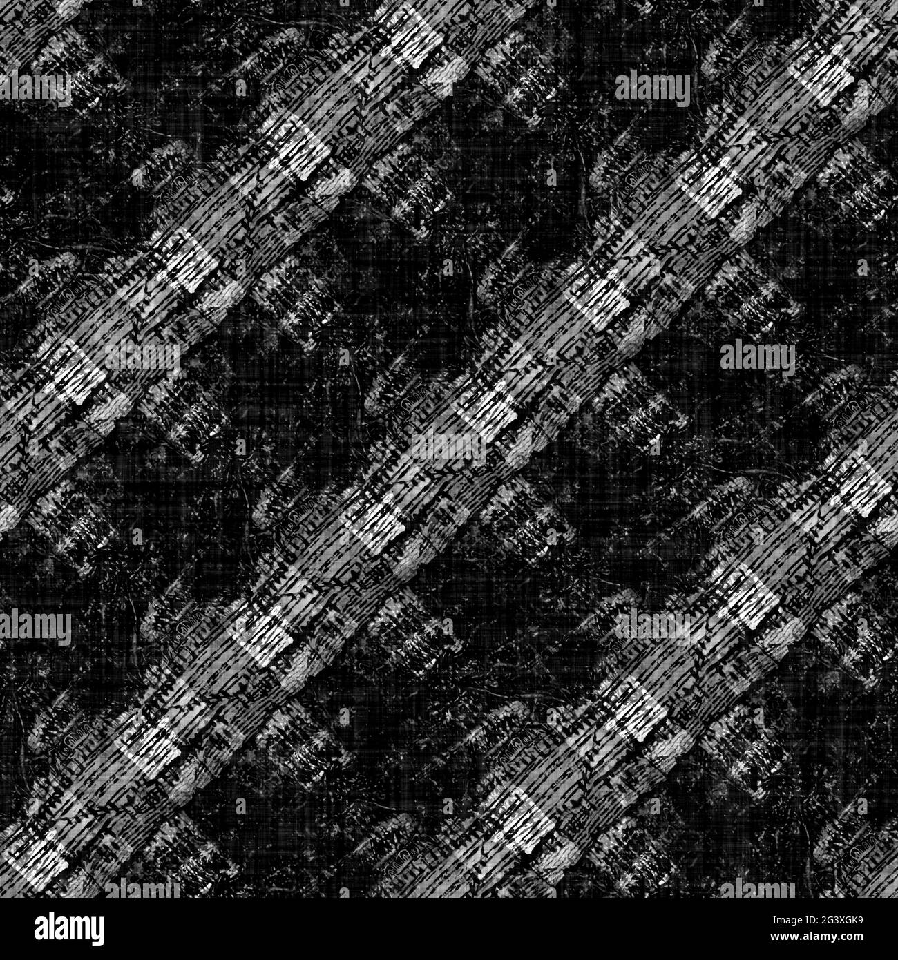 Seamless black white woven cloth stripe linen texture. Two tone ...