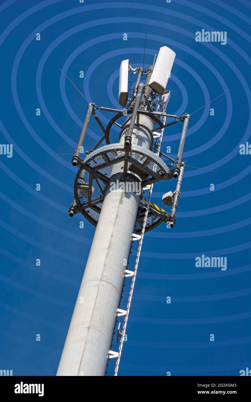 Transmission mast & radiation, vertical Stock Photo - Alamy