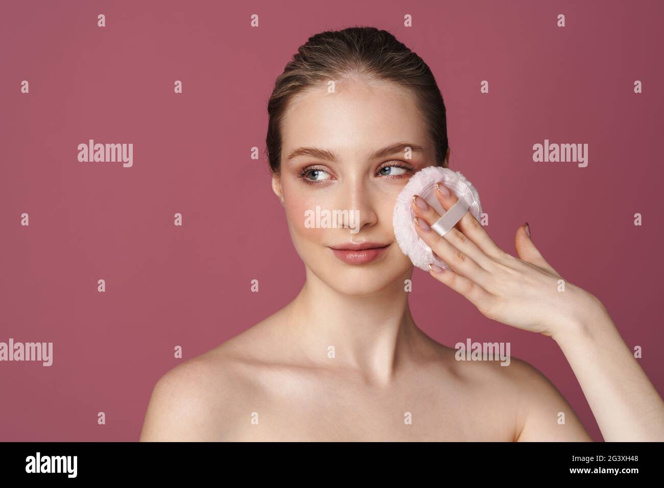 Beauty portrait of an attractive smiling sensual young woman standing ...