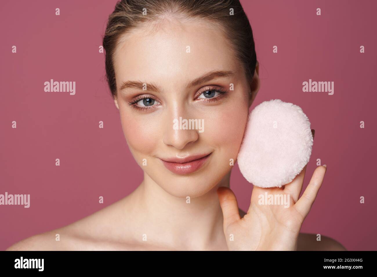 Beauty portrait of an attractive smiling sensual young woman standing ...