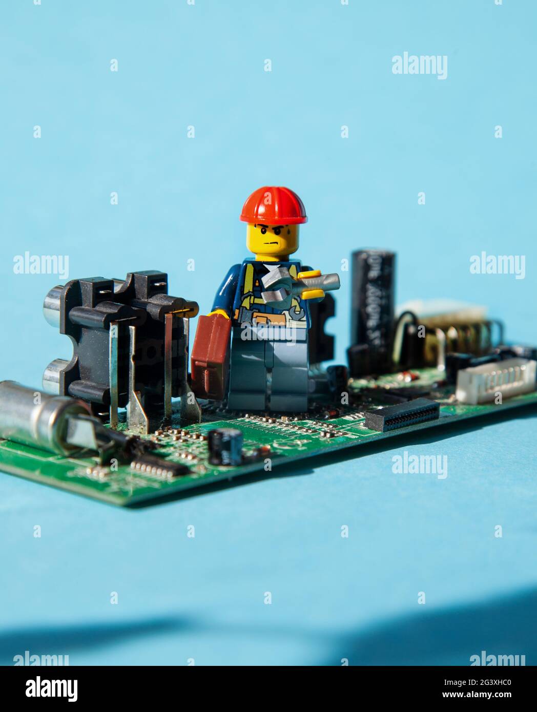 Ukraine, Kyiv - April 6, 2021: Computer repair LEGO man. Worker and ...