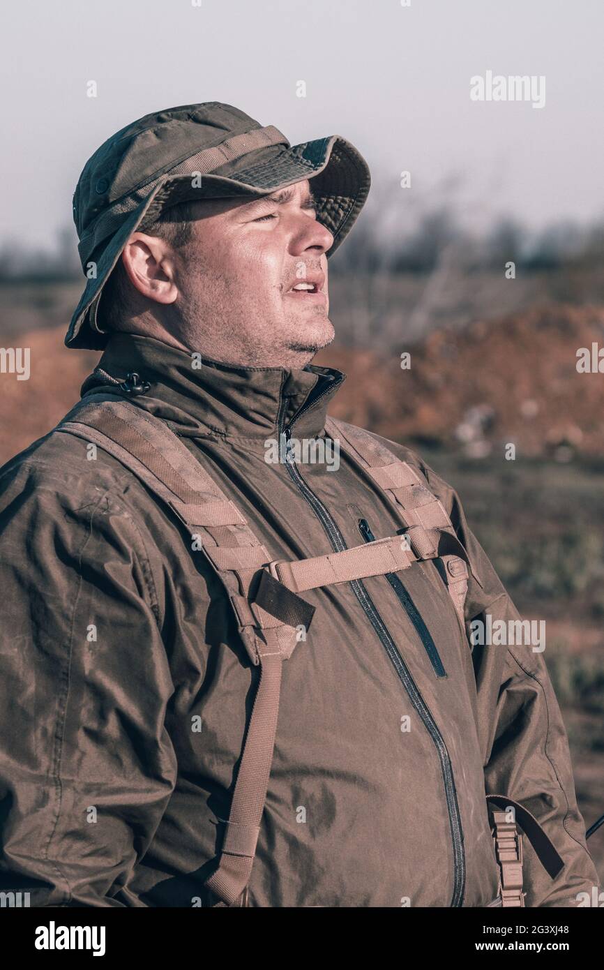 Portrait of a young white man in military uniform close-up Stock Photo ...