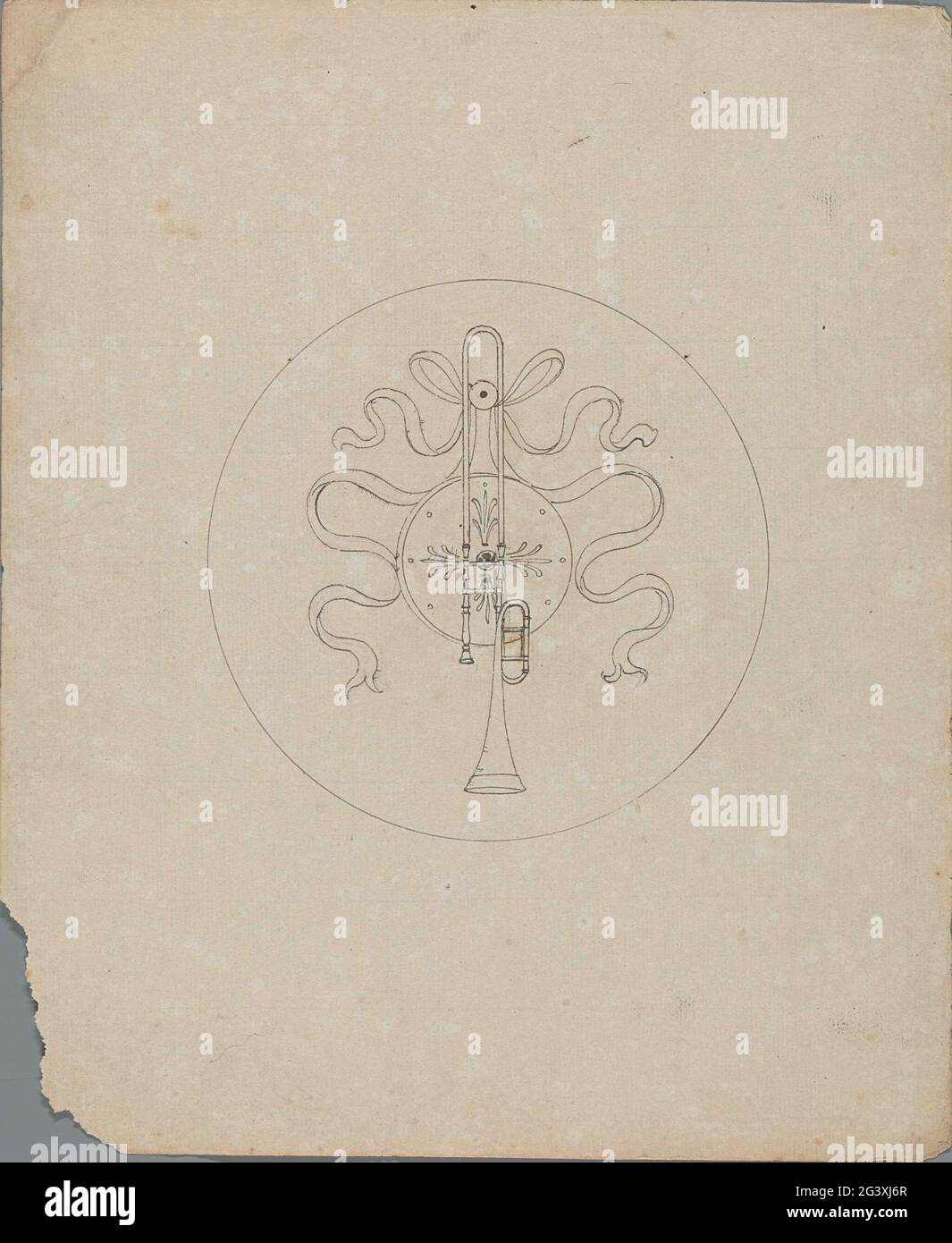 Wind instrument and other instrument; Design for marquetery of musical ...