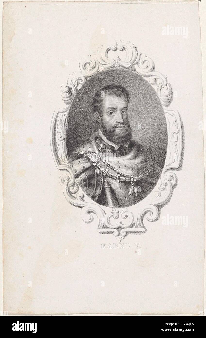 Portrait of Charles V; Series from nine rulers. The oval portrait is ...
