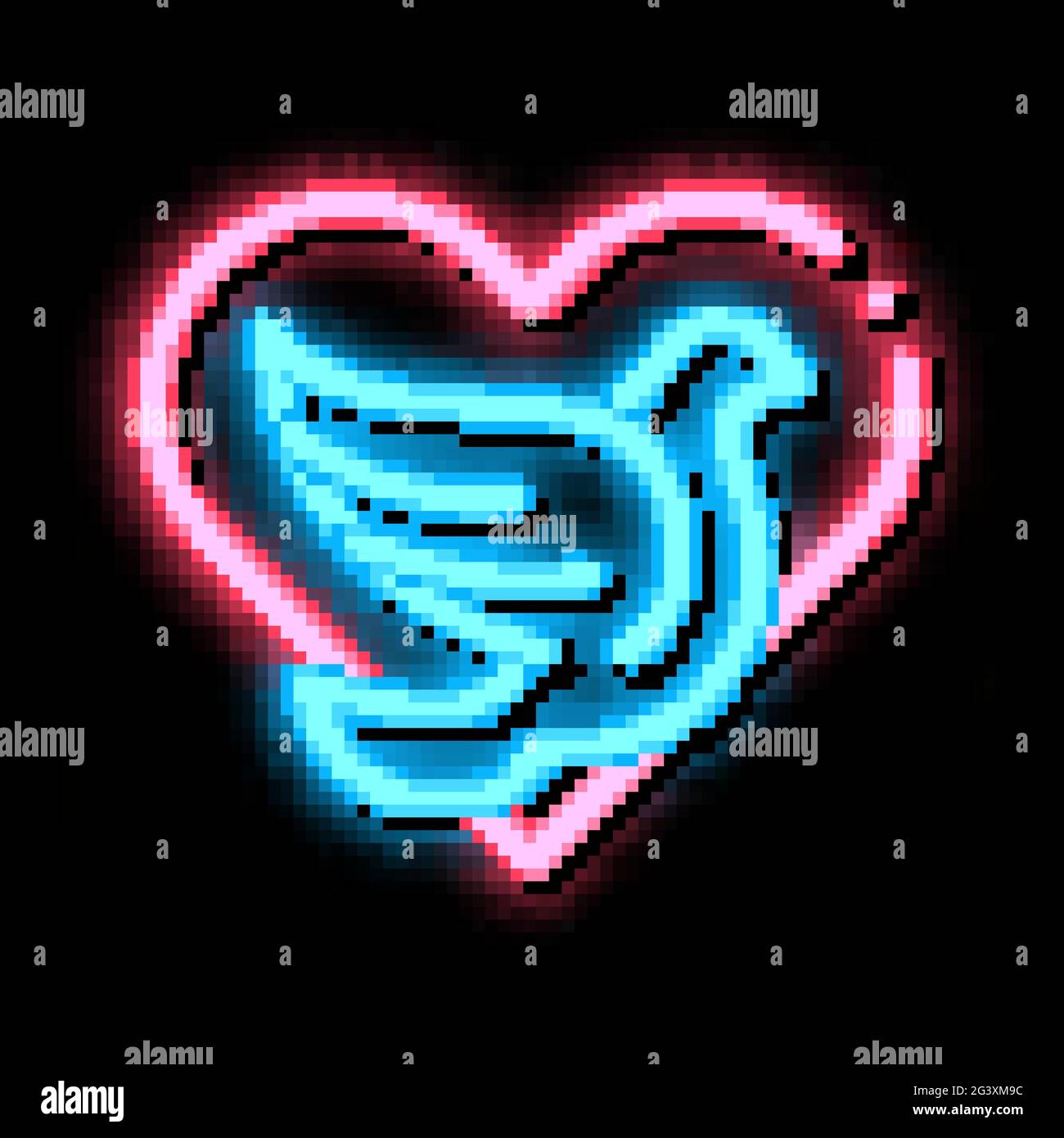 pigeon in center of heart neon glow icon illustration Stock Vector ...