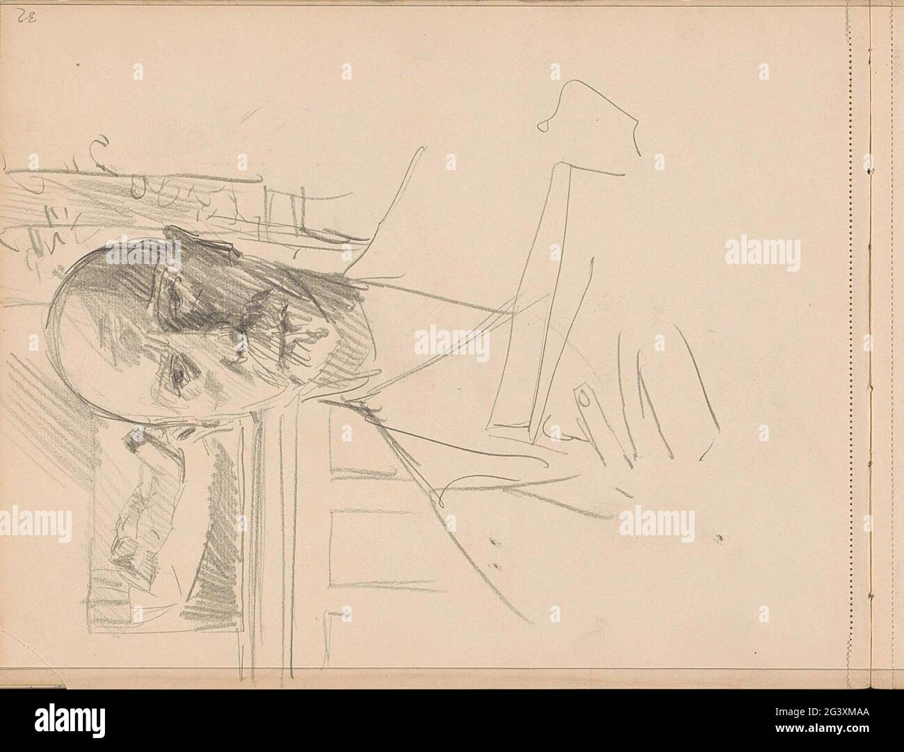 Self-portrait of Isaac Israels. A work of art with a lying woman behind ...