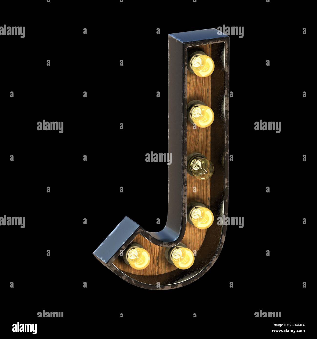Light bulbs font Letter J 3D Stock Photo - Alamy