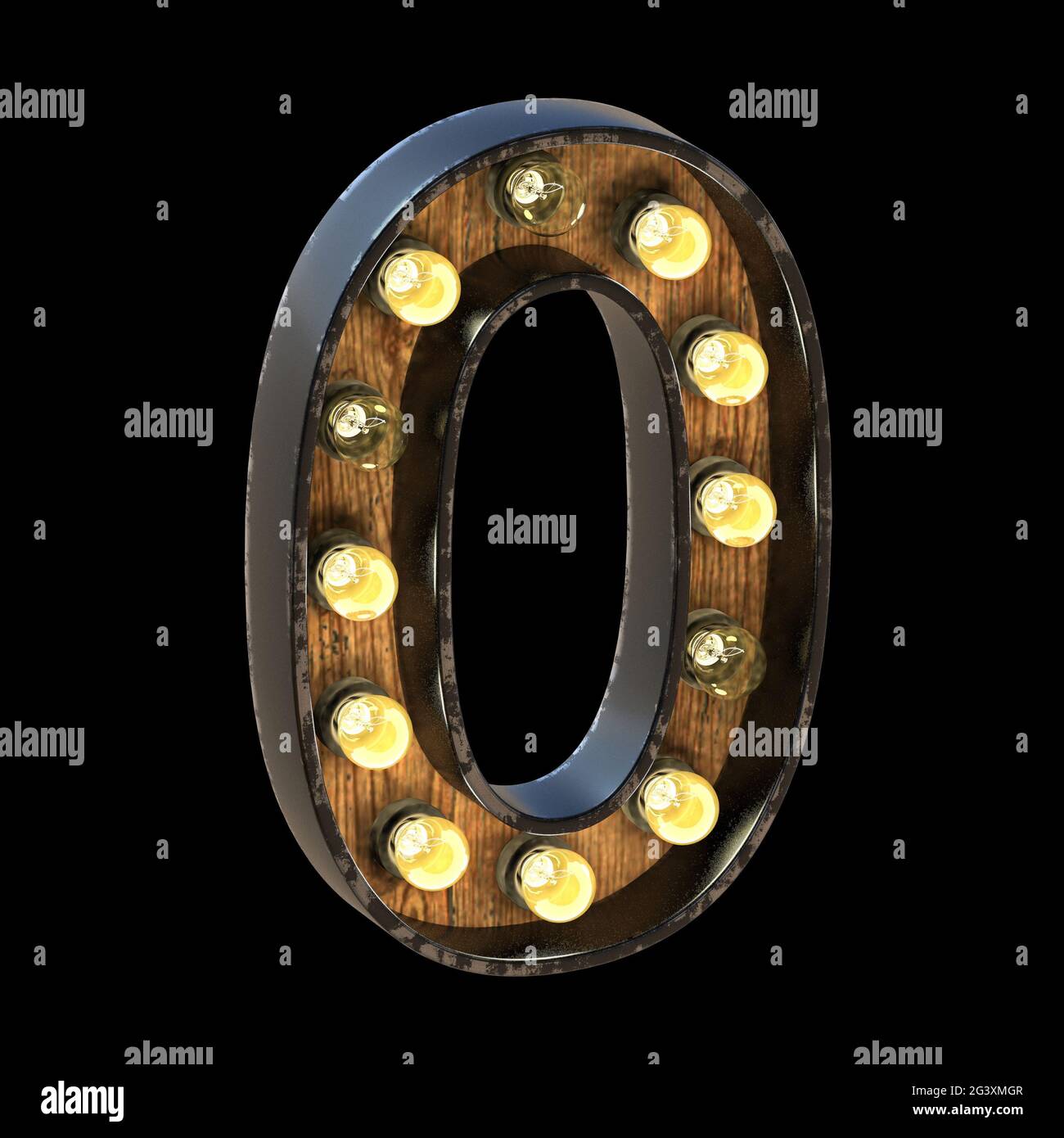 Light bulbs font Number 0 ZERO 3D Stock Photo - Alamy