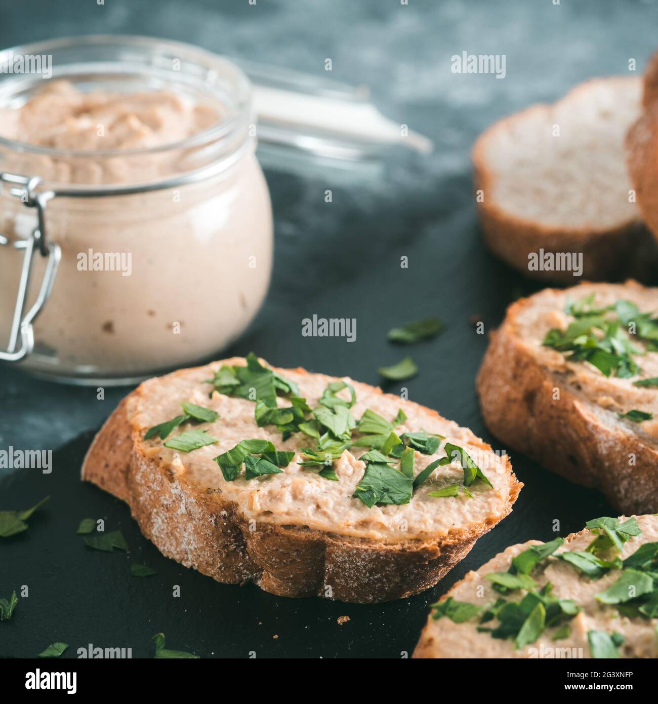 Homemade turkey pate on bread Stock Photo - Alamy