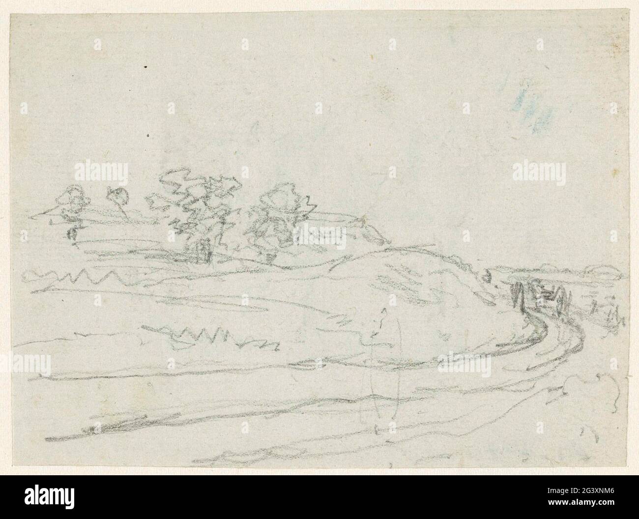 Sketch of hilly landscape with road Stock Photo - Alamy